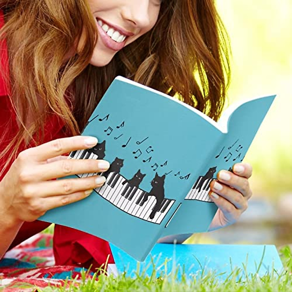 Flashideas Cat with Piano Washable Book Covers for Book Lovers Notebook Protector for Documents Protective Durable Reuseable Washable Book Dust Jacket Covers