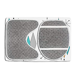 DZGlobal Mid Century Modern Bathroom Rugs Sets 3 Piece Turquoise Orange Diamond Bath Mat Non Slip U-Shaped Contour Mat Toilet Lid Cover Sets Home Decor Shower Accessories