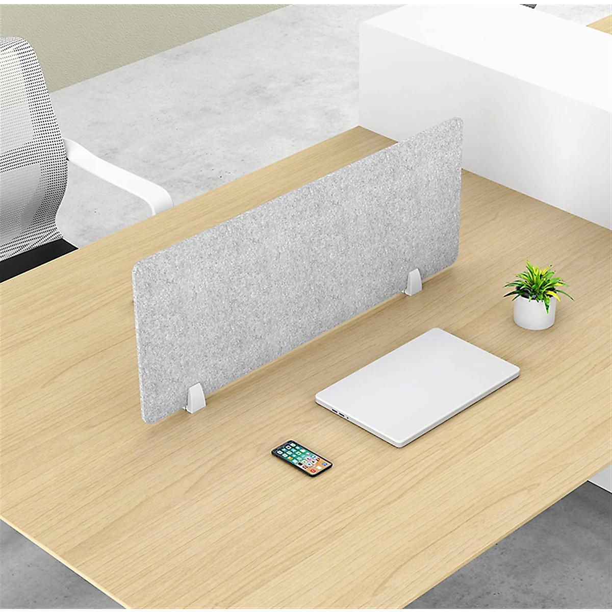 Icegrey Acoustic Desk Divider Privacy Panel Removable Sound Absorbing Desk Partition Board with 2 Clips for Student Call Centers Offices Braries Classrooms Library, Dark Grey, 23.4x15.6