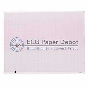 Mortara Compatible 9100-026-11 Medical Cardiology Recording Charts, 12 Pads Per Case, Grid Color Red, Z-Fold