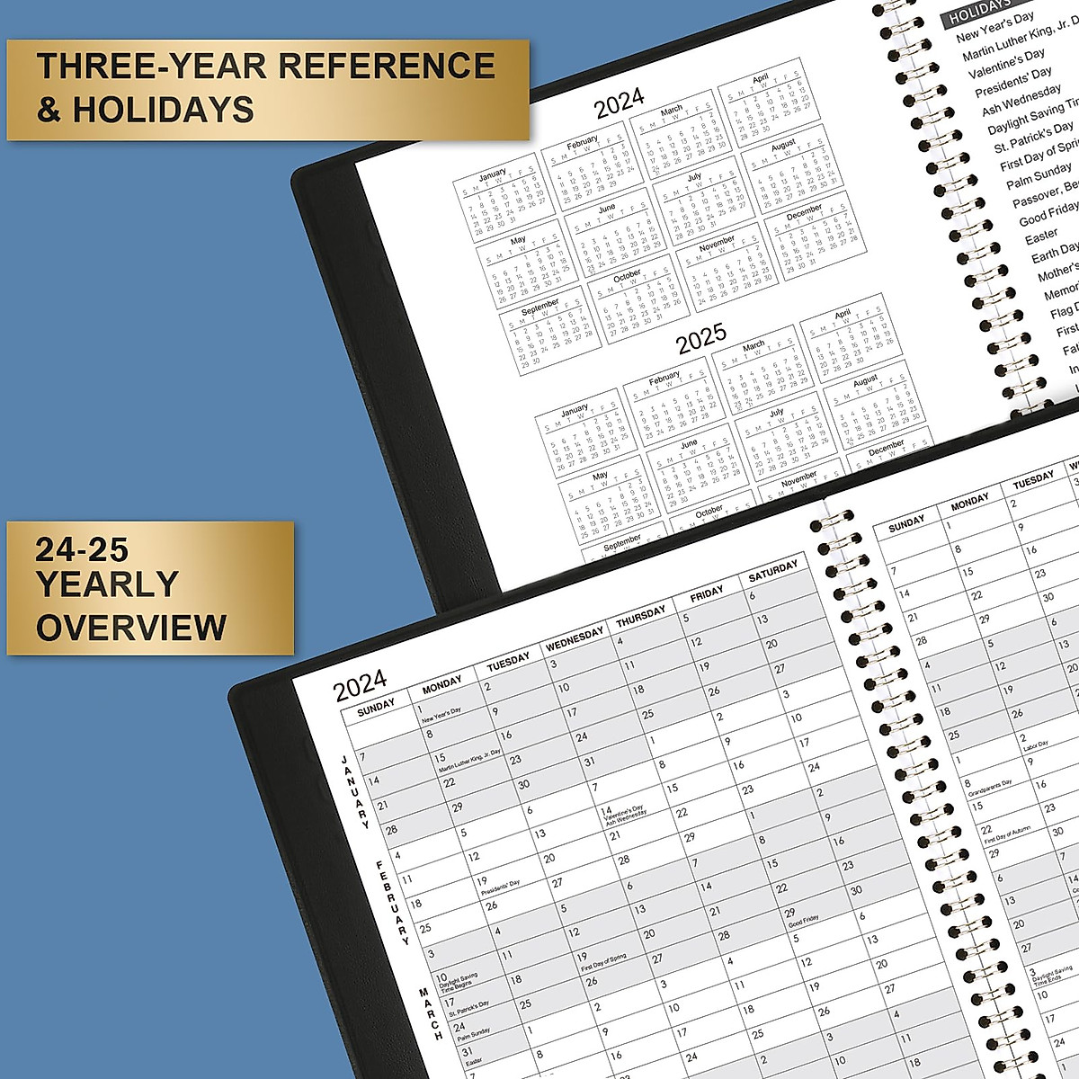 2024-2025 Planner - 2024-2025 Monthly Planner from Jul. 2024 to Dec. 2025, Calendar 2024-2025 Planner with Faux Leather, 9" x 11"