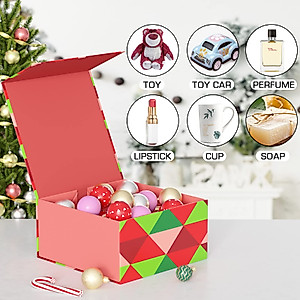 Christmas Gift Box 8"x8"x4" with Magnetic Closure Lid and Ribbon for Gift Packaging, Xmas Gift Wrapping Box for Christmas,New Year,Winter Holiday and Various Holidays