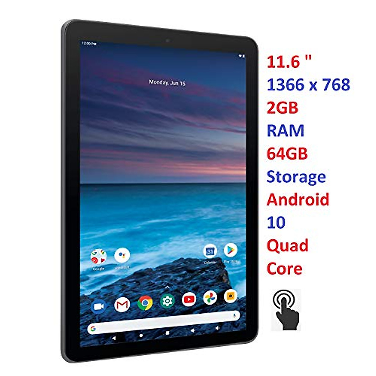 RCA 11 Delta Pro2 11.6 Inch Quad-Core 2GB RAM 64GB Storage IPS 1366 x 768 Touchscreen WiFi Bluetooth with Detachable Keyboard Android 10 Tablet Charcoal