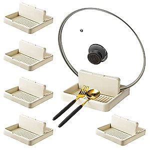 Tatuo 6 Pack Spoon Rest with Lid Holder Spoon Holder for Stove Top, Pot Lid Utensil Rest with Drip Pad, Kitchen Gadgets Accessories Fit for Spatula Tongs Forks Utensil Holder Organizer