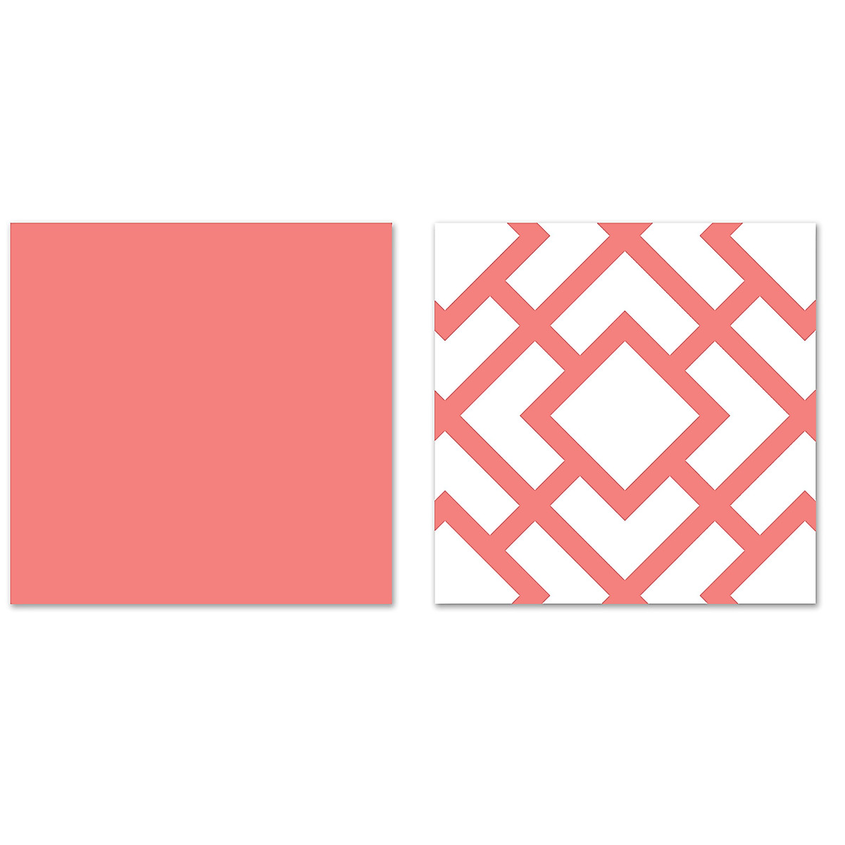 Modern White and Coral Diamond Geometric Girls Baby Bedding 4 Piece Crib Set Without Bumper
