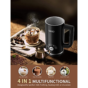 Gevi 4-in-1 Automatic Electric Milk Frother, Steamer & Warmer, 150ml, Black, Stainless Steel