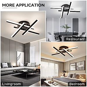 CANEOE Modern Led Ceiling Light, 4-Lights Dimmable Led Ceiling Light Fixture with Remote Control, 40W Black Flush Mount Chandelier Ceiling Lamp for Living Room Bedroom Kitchen Office
