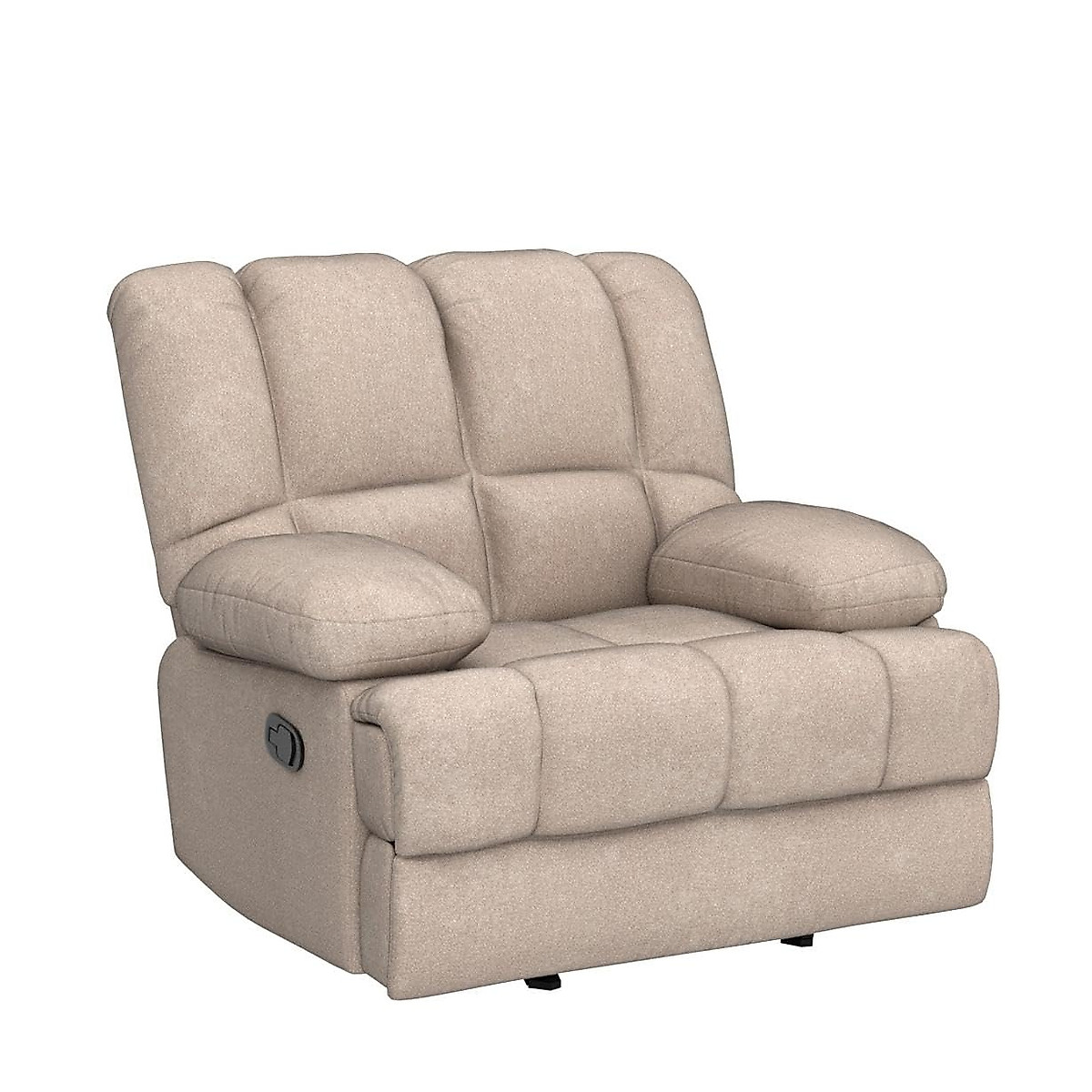 Dreamsir Oversized Rocker Recliner Chair, Manual Recliner Single Sofa Couch, Soft Fabric Overstuffed Rocking Chair for Living Room, Theater Seating for Big Man, Sandy