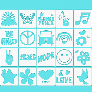 20 Pcs Stencil for Painting Peace and Love Stencil Plastic Paint Stencils Reusable DIY Drawing Template Motivational Art Stencils for Crafts Home Decor on Wood, Canvas, Paper, Fabric, Walls, Furniture