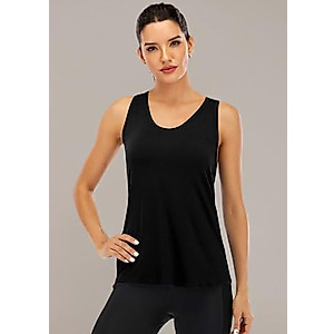 ICTIVE Workout Tank Tops for Women Sleeveless Yoga Tops for Women Mesh Racerback Backless Running Gym Shirts Black S