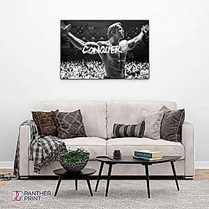 Panther Print, Large Canvas Wall Art, Beautiful Living Room Framed Art, Quality Picture Prints for Walls, Motivational Design, Arnold Schwarzenegger Conquer, Print for Special Occasions (76x51cm)