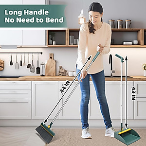 Broom with Dustpan Combo Set,180° Rotating Long Handle Broom and Dust Pan Set for Home Kitchen Office Indoor Outdoor Cleaning,Easy Storage.