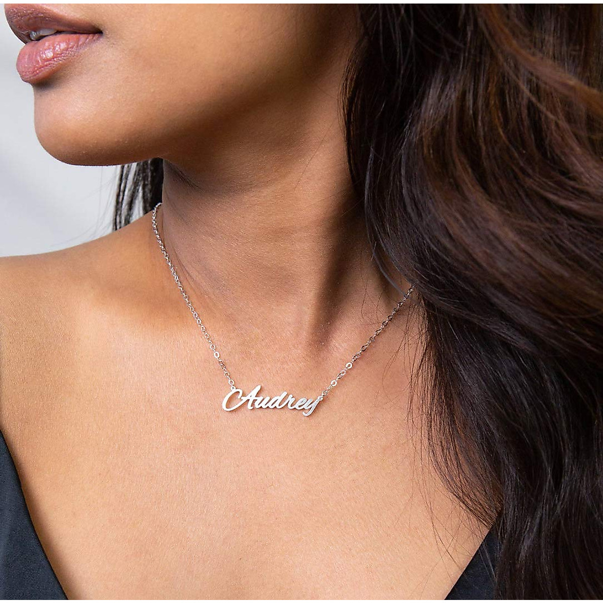 Name Necklace Personalized, Custom Made Nameplate Necklace Dainty Sterling Silver Gift for Mother Girlfriend