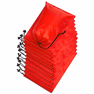 Drawstring Bag - Nylon Cinch and Ditty Stuff Pouch with Toggle (8 x 11-12 pack, Red)