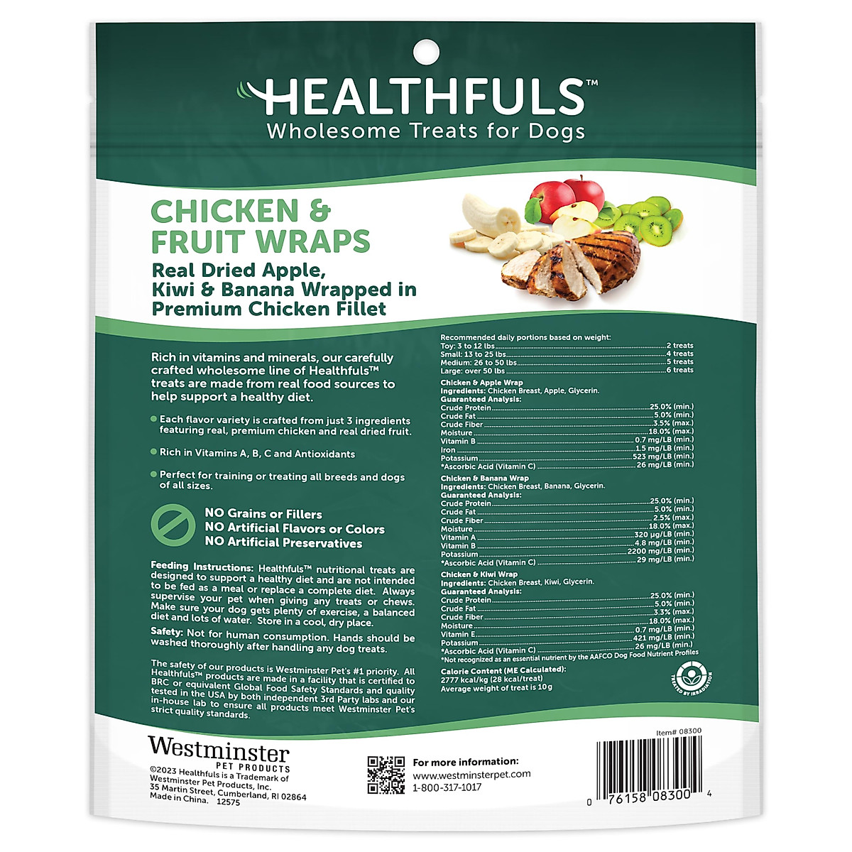 Healthfuls Chicken Wrapped Fruit Dog Treats, 16oz