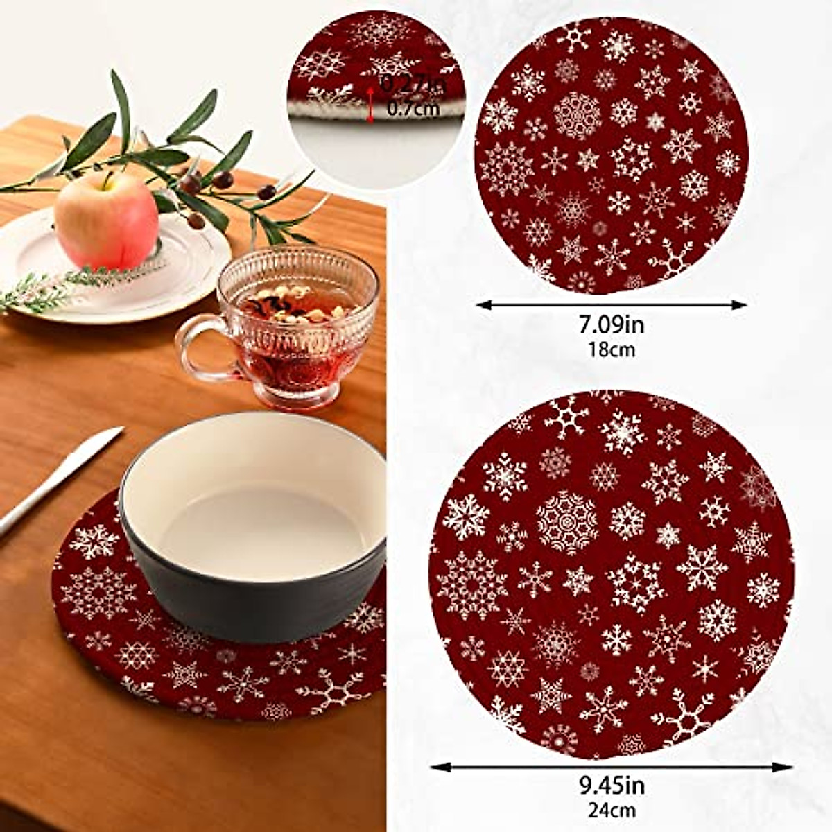 ALAZA Christmas Snowflake Pot Holders Trivets Set 2 Pcs,Potholders for Kitchens,Cotton Coasters Trivets for Hot Dishes/Hot Pots and Pans/Hot Pot Holders
