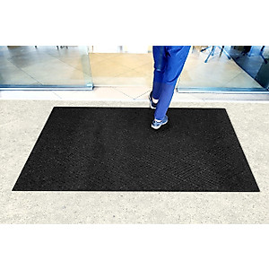 M+A Matting - 221540035 WaterHog Fashion Diamond-Pattern Commercial Grade Entrance Mat, Indoor/Outdoor Medium Brown Floor Mat 5' Length x 3' Width, Charcoal by