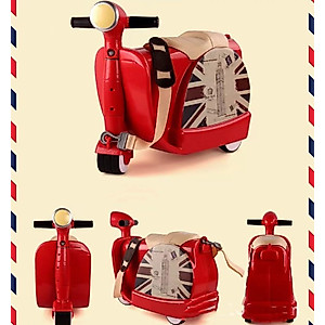 ELZEM Kids Ride-on Rideable Luggage with Wheels Carry Trolley Suitcase for Kid Add Fun to The Journey Kid Gift 18in Recommended Age 2-12 Years Old Boy/Girl Suitcase PC Material (blue)