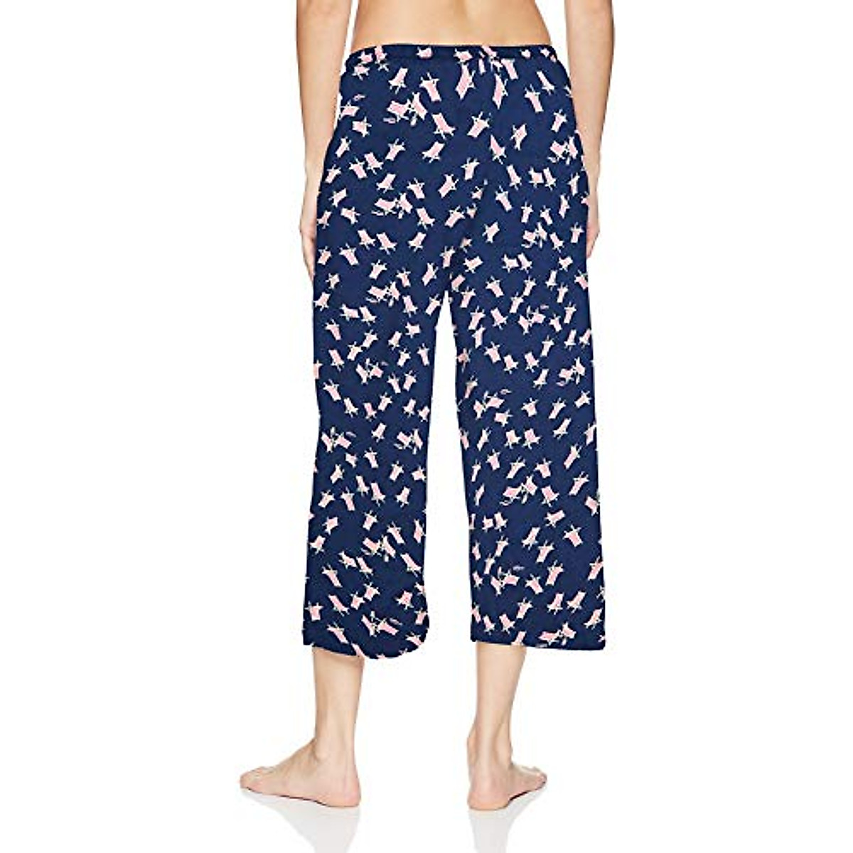 HUE Women’s SleepWell Basic Printed Knit Performance Sleep Capri Pajama Pant, Made With Temperature Regulating Technology, Medieval - Beach Chair, 2X