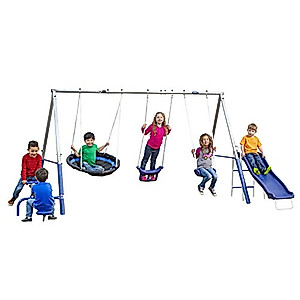 XDP Recreation Free N' Swing Swing Set, Gray & Eezy Peezy Monkey Bars Climbing Tower - Active Indoor/Outdoor Fun for Kids Jungle Gym Ages 3 to 8 Years Old