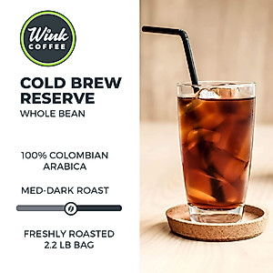 Wink Coffee Cold Brew Reserve Whole Bean Coffee, Large 2.2 Pound Bag, 100% Arabica Coffee Beans, Single Origin Colombian Andes, Smooth, Bold & Sweet