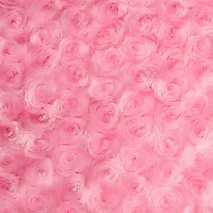 Fashion Fabrics LLC Pink 58" Wide Minky Swirl Rose Blossom Ball Rosebud Plush Fur Fabric Polyester Sold by Yard.