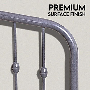 AMBEE21 Washington Queen Metal Bed Frame with Headboard and Footboard Platform/Wrought Iron/Heavy Duty/ Metal Slat/ Grey Silver/No Box Spring Needed