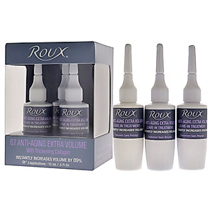 Roux Collagen Leave in Treatment, Anti Aging Ampolletas 07 Anti-Aging Extra Volume Formula, 3 Count, .5 Fl Oz Each