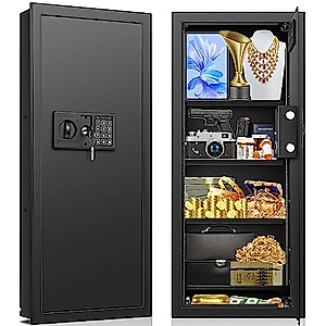 33.46" Tall Fireproof Wall Safes Between the Studs 16" Centers, Electronic Hidden Safe with Removable Shelf, Home Safe for Firearms, Money, Jewelry, Passport