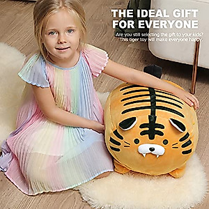 Onsoyours Cute Plush Tiger Doll Stuffed Fluffy Tiger Plush Toy Soft Animal Plush Pillow for Kids (Brown Tiger, 13.7")