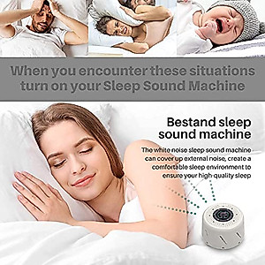 Bestand White Noise Machine New Generation Real Fun Sleeping Sound Machine with Intelligent Mode, Timer and LED Display for Noise Cancelling Sleep Therapy Office Privacy Travel Adults Baby
