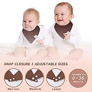 Bearmoss Muslin Baby Drooling Bibs 8 Pack, 100% Cotton Triangular Bandana Bibs Gift for Baby Girls Boys Teething Drooling (Coconut Mocha)