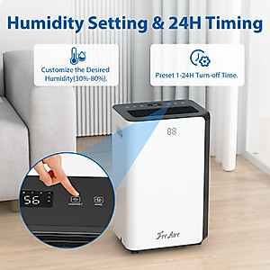 FreAire 4,500 Sq.Ft. Dehumidifier for Basement Home with Drain Hose | 50 Pint | Dehumidifiers with Auto or Manual Drainage for Large Room Bedroom Bathroom | 24H Timer | Humidity Control | 3 Modes