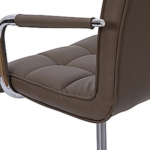 HOMCOM Home Office Chair, Modern Computer Desk Chair, Task Chair with Upholstered PU Leather, Adjustable Height, Swivel Wheels, Brown