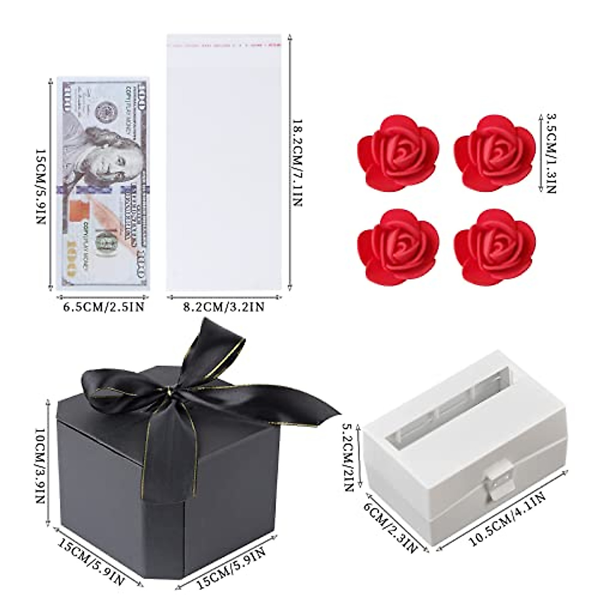 Money Pull Out Gift Box Luxury Flower Box wt Cash Box Insert Unique Gift for Wife Girlfriend Mother Friend Surprise Box for Birthday Thanksgiving Christmas Pranks for Adults
