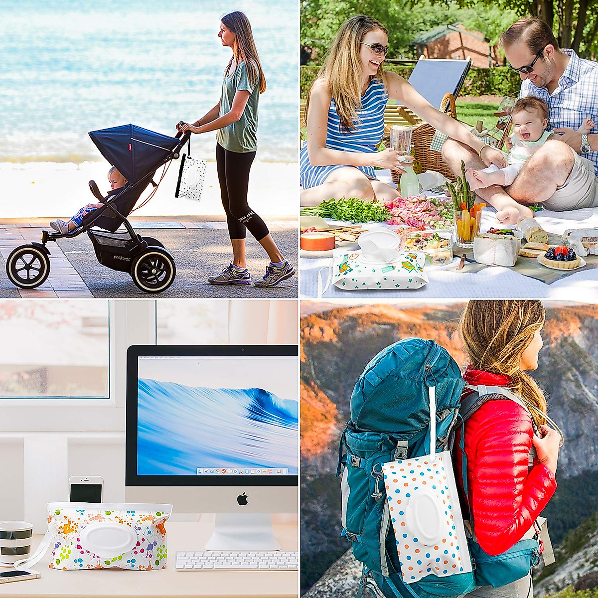 R HORSE 8Pcs Portable Baby Wipes Dispenser Refillable Wipe Holder Infant Wipes Containers Set Travel Wet Wipes Pouch Diaper Wipe Bags Keepsake Gift for Baby Shower Thanksgiving Day Christmas