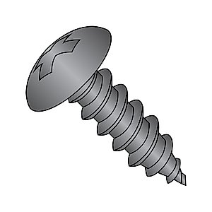 Small Parts 1212APTB Steel Sheet Metal Screw, Black Oxide Finish, Truss Head, Phillips Drive, Type A, #12-11 Thread Size, 3/4" Length (Pack of 100)