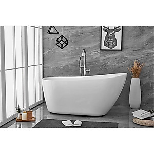 Elegant Decor Indoor Modern 59 inch soaking single slipper bathtub in glossy white