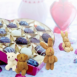 KUDES 12Pcs 6CM Mini Joint Teddy Bear Stuffed Animal Plush Toys Wedding Gift Box Doll Toy for Birthday Cake Wedding Decorations Party Favors Supplies Bag Charm DIY Accessory