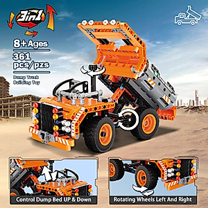 AoHu STEM Toys Building Sets for Boys 8-14, 3 in 1 Dump Truck/Transport Truck/Airplane Construction Engineering Kit STEM Projects for Kids Ages 6 7 8 9 10 11 12, Toys & Gifts for Boys Girls(361Pcs)