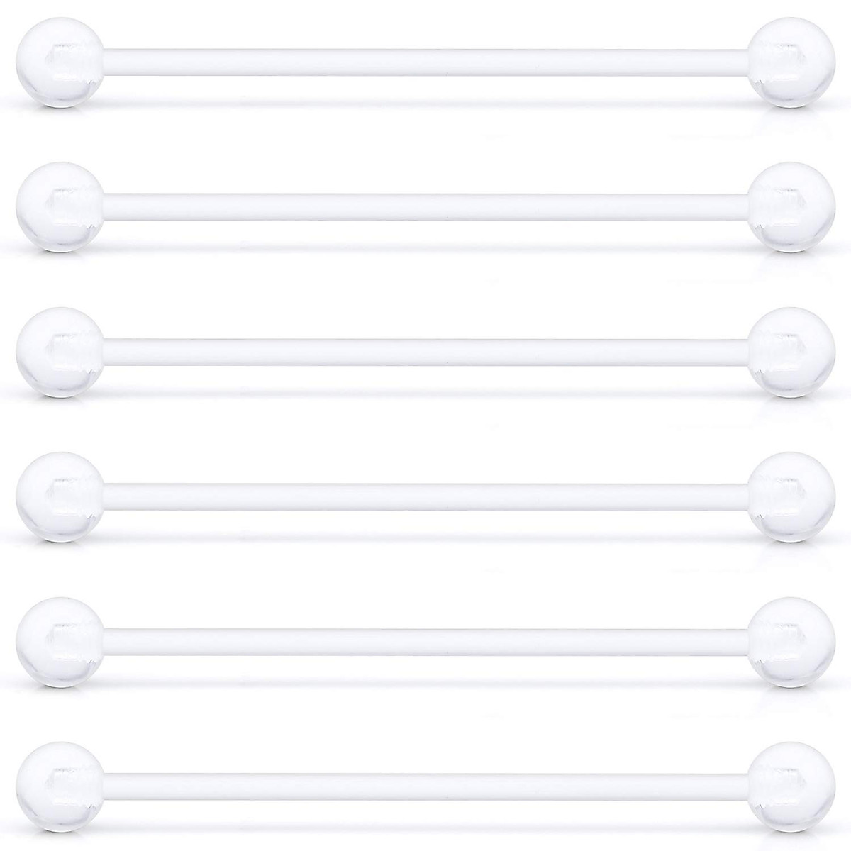 Hoeudjo Clear Cartilage Earrings Piercing Retainers 24Pcs Flexible Acrylic Helix Hoop Bioflex Nose Lip Stud Eyebrow Tragus Septum Horseshoe Rings Body Jewelry for Work