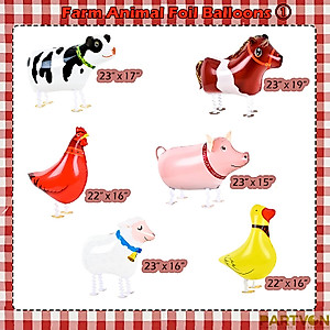 12 Pieces Farm Animals Balloons, Foil Balloons for Farm Animal Birthday Party Supplies Farm Barnyard Theme Birthday Baby Shower Party Decorations