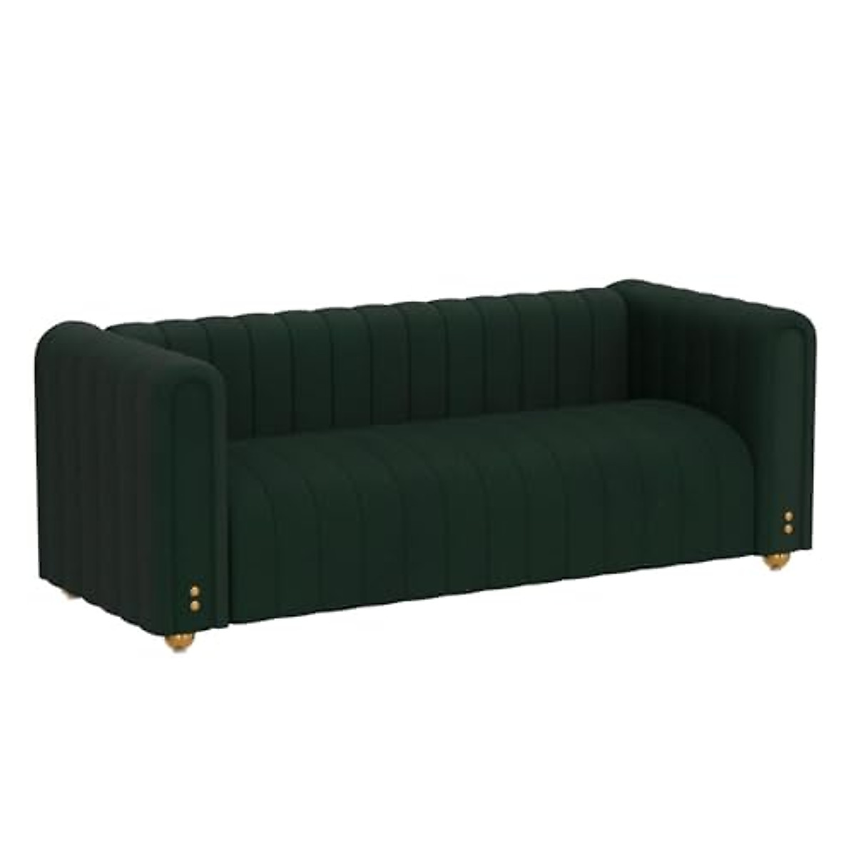 Green Velvet Couch Sofa Loveseat, 81.3 Wide Mid Century Modern Couch Small Spaces Love Seat Tufted Chesterfield Velvet Sofa Futon with Gold Leg, Comfy 3 Seat Extra Deep Sofas Couches for Living Room