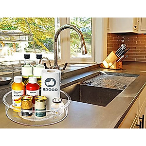 Adoco Lazy Susan Organizer, 12 inch Clear Lazy Susan Turntable Organizer for Cabinet - Kitchen Cabinet Organizer Pantry Organization and Storage