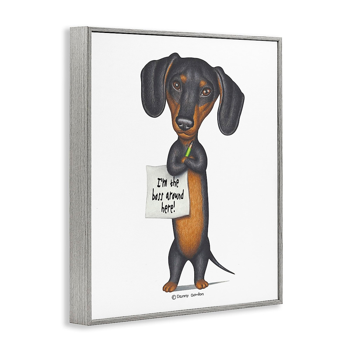 Stupell Industries Dachshund 'I'm The Boss' Fun Family Pet Phrase Wall Art, 11x14, White