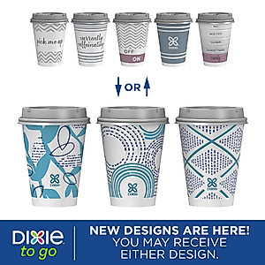Dixie to Go Disposable Hot Beverage Paper Coffee Cups with Lids, 12 Oz, 156 Count, Assorted Designs