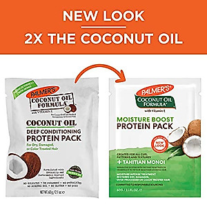 Palmer's Coconut Oil Formula Moisture Boost Protein Pack, Hair Treatment for Dry, Damaged, Over-Processed and Colored Hair, 2.1 Ounce (Pack of 12)