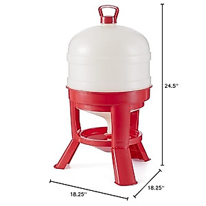 Little Giant DOMEWTR8 8 Gallon Tank Heavy Duty Plastic Dome Poultry and Chicken Gravity Water Dispenser with 3 Footed Stand, Red (2 Pack)