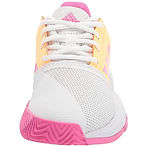 adidas Courtjam X Tennis Shoe, White/Screaming Pink/Acid Orange, 3.5 US Unisex Little Kid