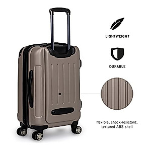 Kenneth Cole REACTION Renegade Luggage Expandable 8-Wheel Spinner Lightweight Hardside Suitcase, Champagne, 24-Inch Checked